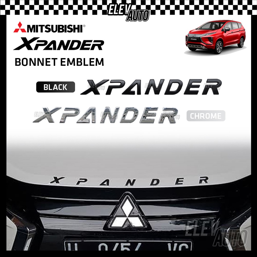 Mitsubishi Xpander CHROME MATTE BLACK Bonnet Emblem Hood Logo ...