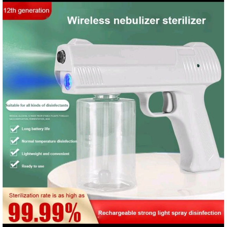 300ML Wireless Nano Blue Light Steam Spray Disinfection Sprayer Gun USB ...