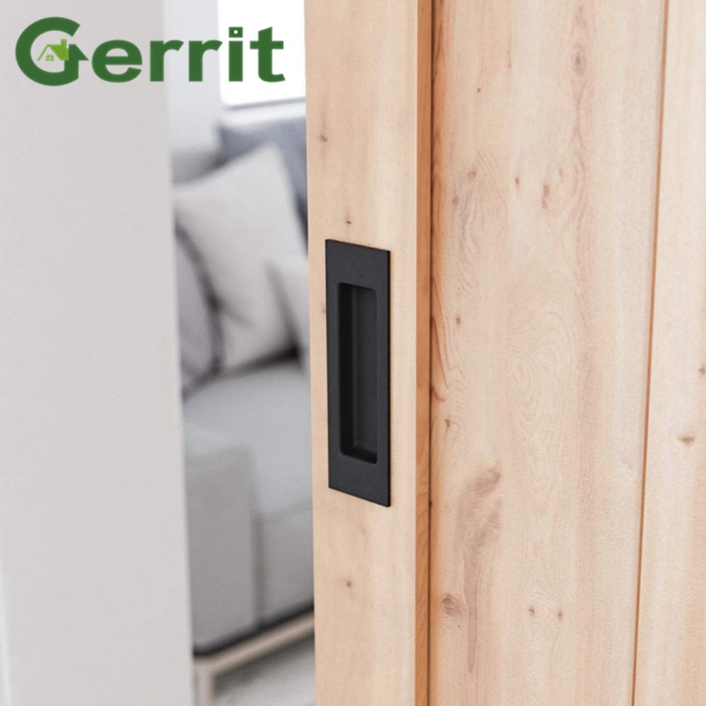 2 Pcs Black Aluminium Alloy Barn Sliding Door Hidden Flush Pull Handles ...