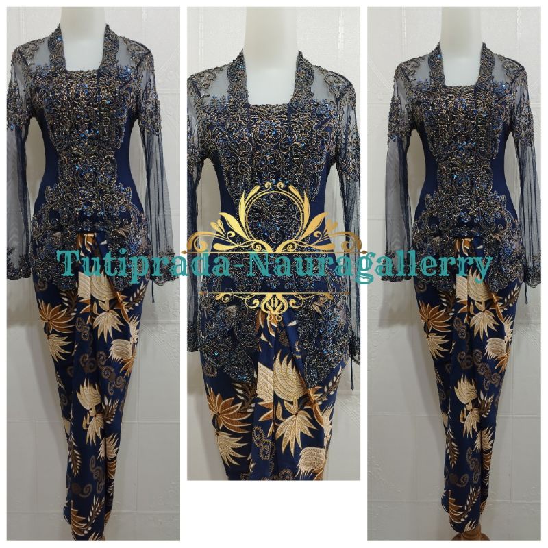 A set of KUTU BARU sequin kebaya + long torso + wrapped skirt can be ...