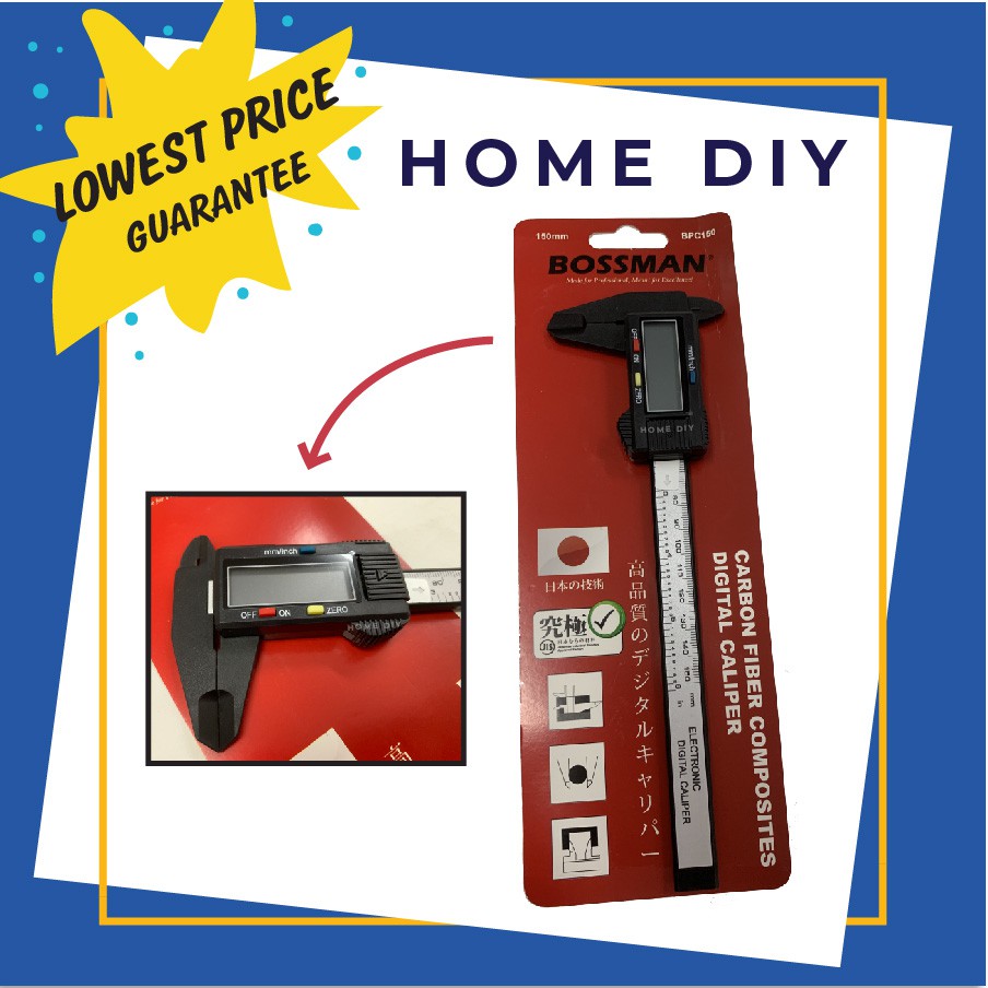 HOME DIY DIGITAL VERNIER CALIPERS (BOSSMAN 1 YEAR WARRANTY) | Shopee ...