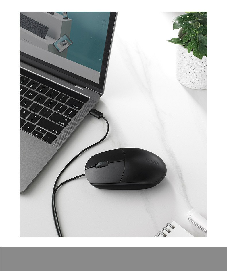 Rapoo N100C Type-C Wired Mouse | Shopee Singapore