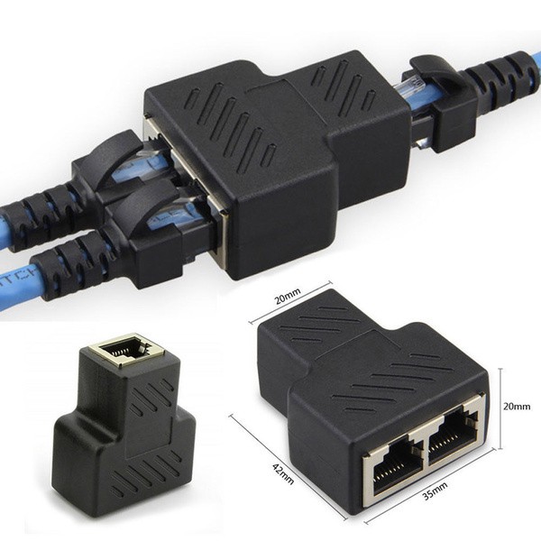 Ethernet Network Cable Connector Adapter RJ45 CAT5/6 Splitter 1 to 2 ...