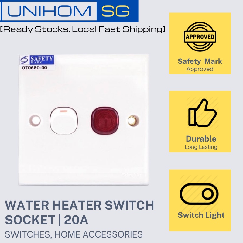 UnihomSG [ReadyStock] Water Heater Switch Wall Socket | 20A | Shopee ...