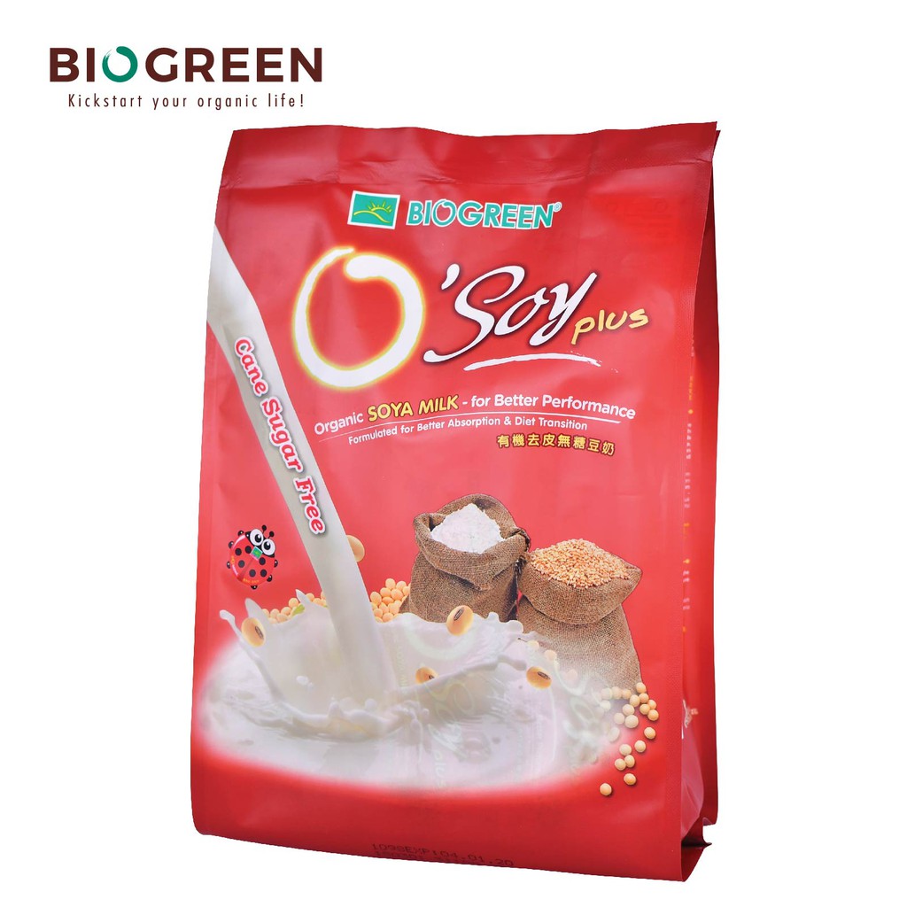 BIOGREEN O’Soy Plus Organic Sugar Free Soya Milk (330g, 11 Sachets of ...