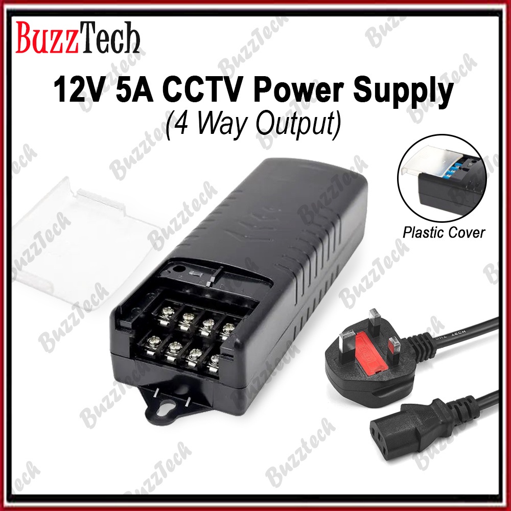 BuzzTech 12V 5A CCTV Power Supply 4 Way Output Analog CCTV CCTV Adapter ...