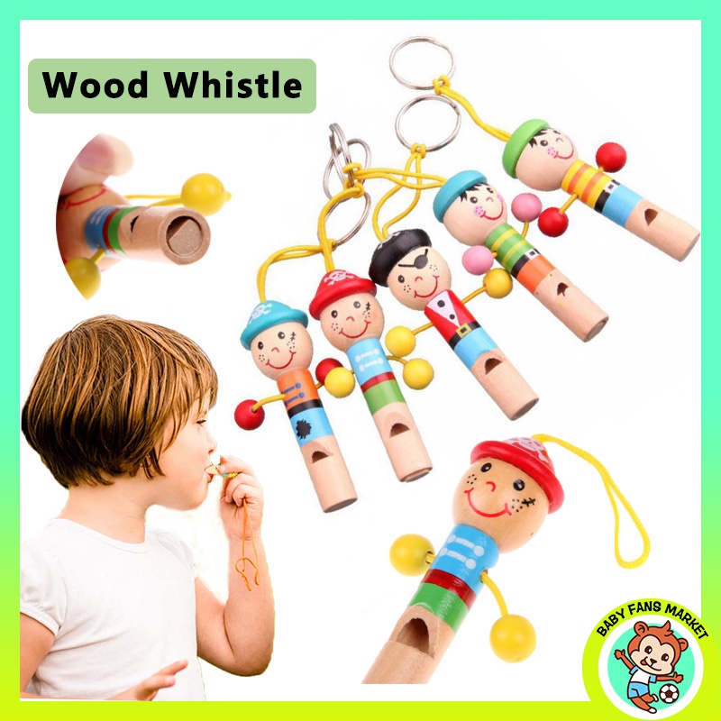 Wooden cute pirate whistle can be hung wooden whistle cartoon mini ...