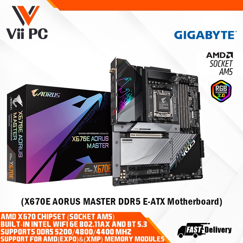 GIGABYTE X670E AORUS MASTER, AMD SOCKET AM5, Dual Channel DDR5, HiFi ...