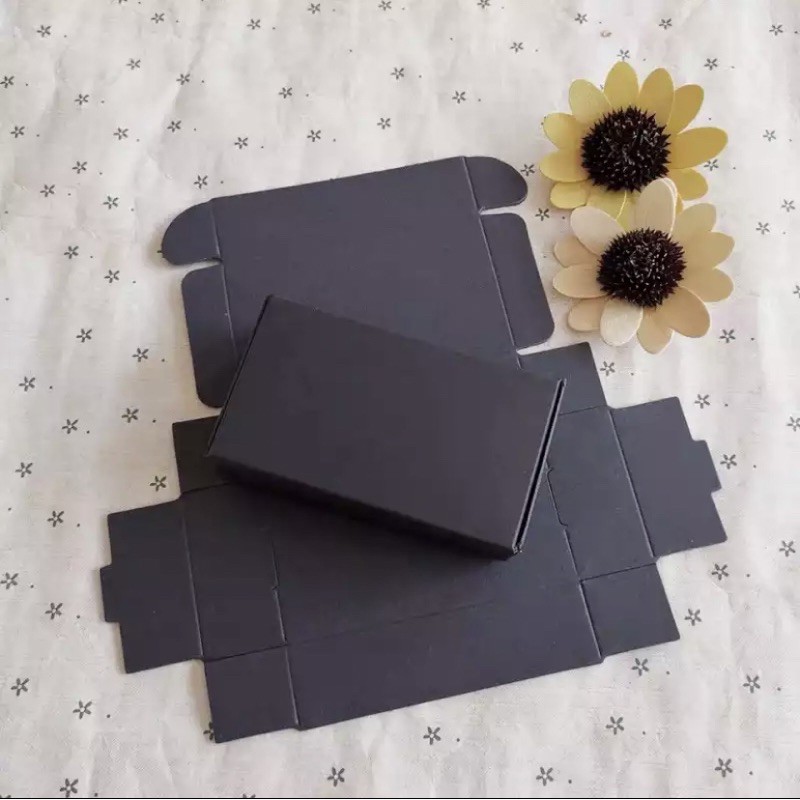 Black Craft Paper Box Matte Black Box Carton Square Packaging Kotak ...