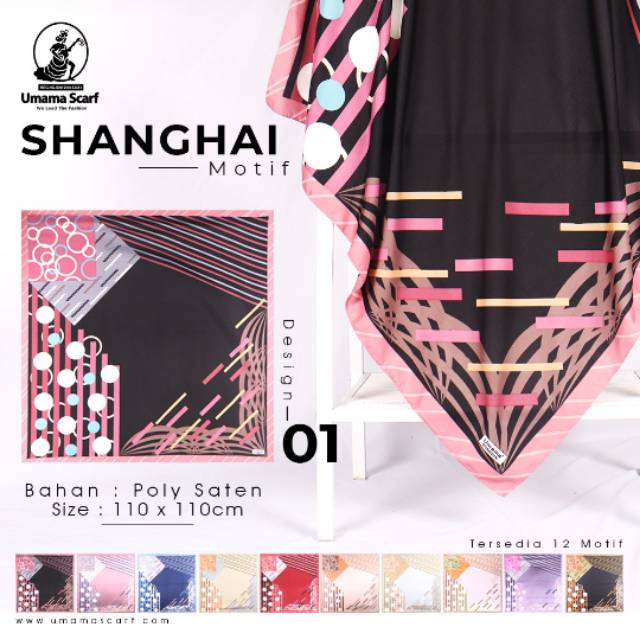 Rectangular Hijab - square motif Hijab - umama brand - poly satin ...