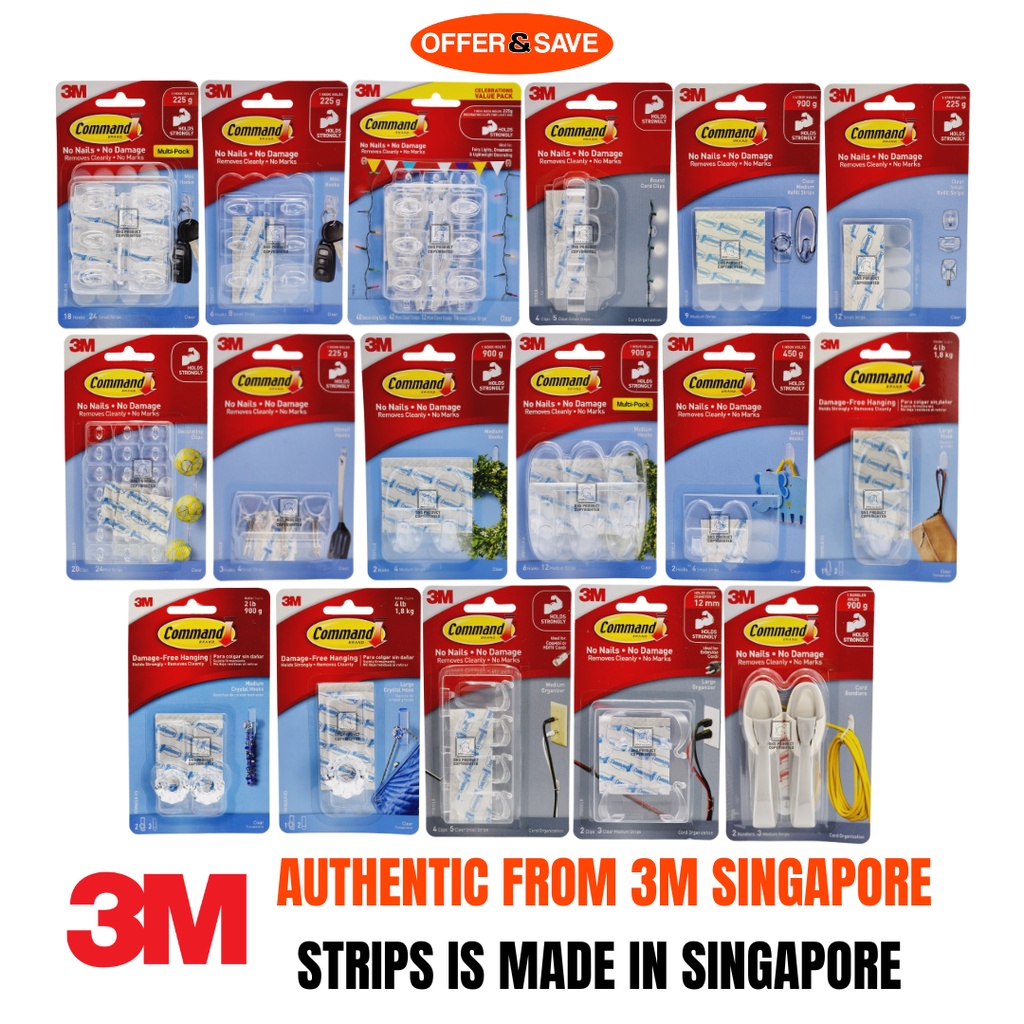 3M Command Clear Hook Wire Organizer Cord Organizer | Shopee Singapore