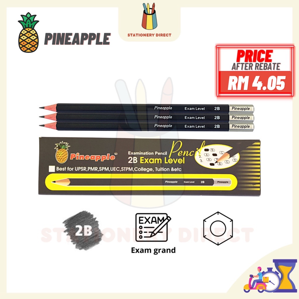 Pineapple Exam Grade 2B Pencil/Pensel Peperiksaan 2B(12'Pc/Box ...