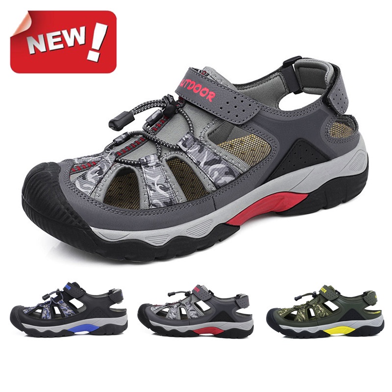 Camouflage Hiking Sandals Men Anti Collision Rounded Toe Sports Sandal ...