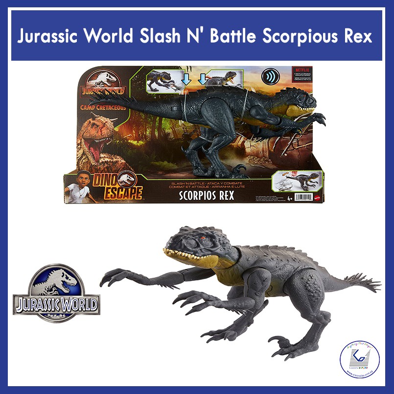 Jurassic World Slash N' Battle Scorpios Rex Dinosaur Toy with Sound ...
