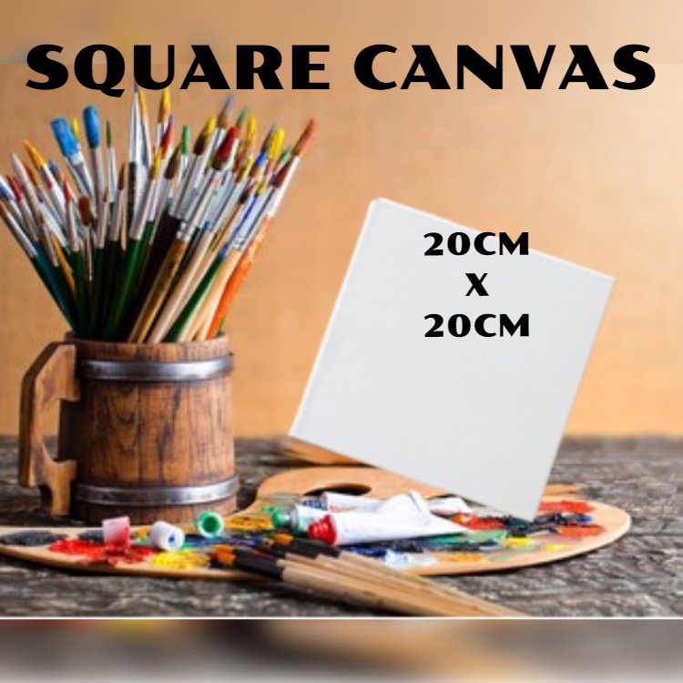 Blank 20cm x 20cm Wooden Frame Canvas For Artist Watercolour / Acrylic ...