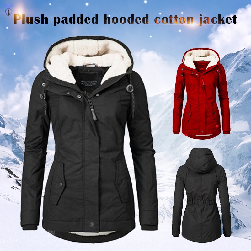 Waterproof Warm Hooded Winter Coat Thickend Fleece Lined Cotton Coat ...