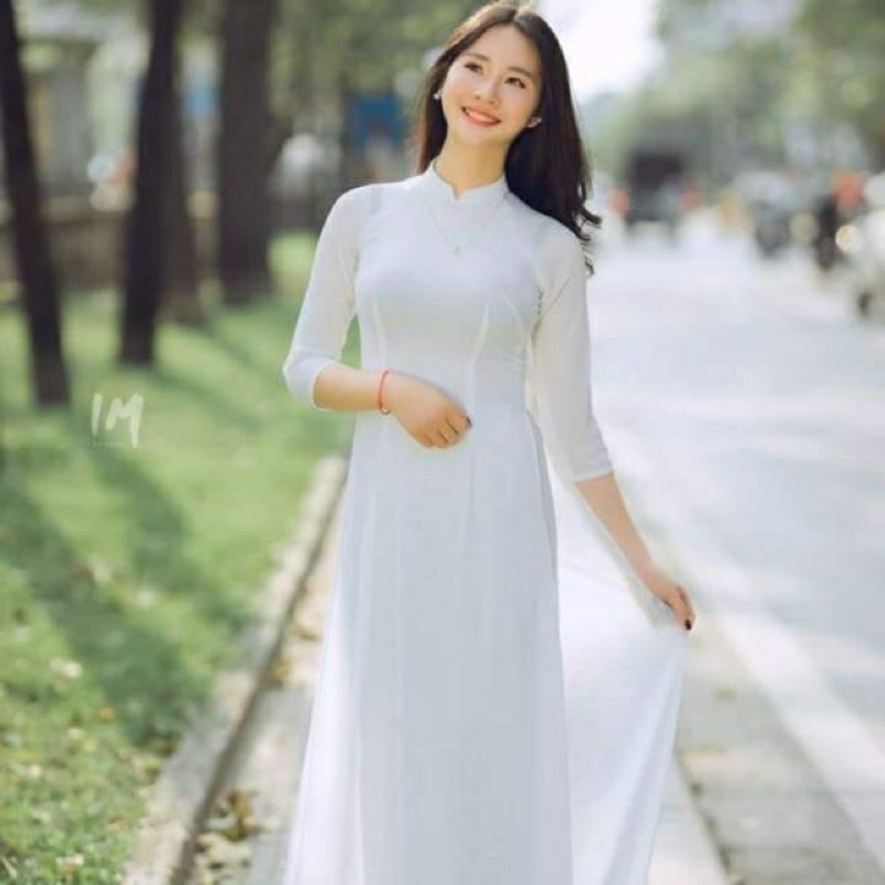 White Ao Dai For Students, Students, Chifon 2 Flaps, American Silk ...