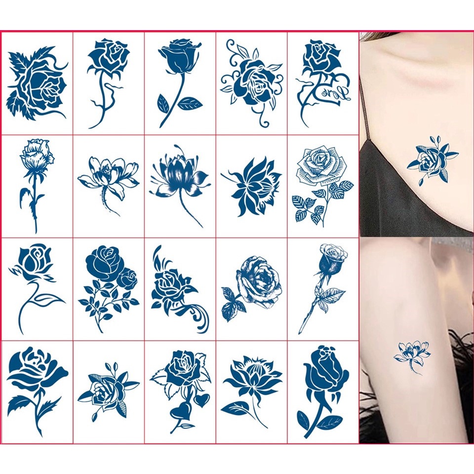 3d Long Lasting Fake Flower Temporary Tattoo Sticker Party Beach Letter ...