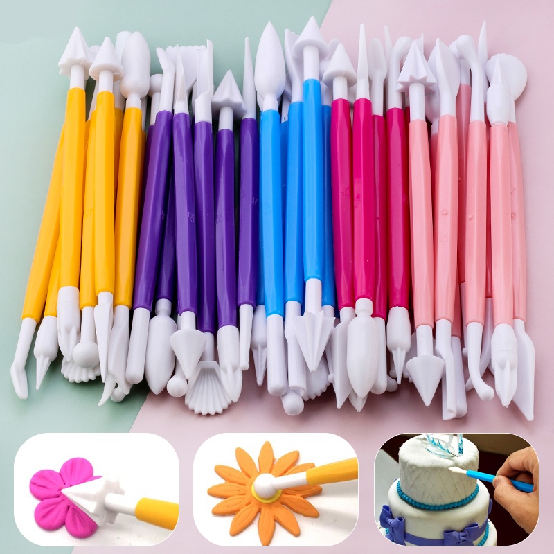8Pcs/Lot Fondant Cake Pastry Carving Cutter 16 Patterns Flower Sugar ...