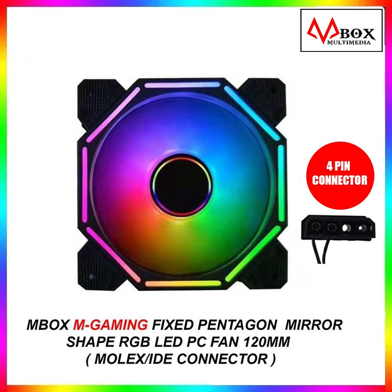MBOX M-GAMING F22-MRR Fixed Pentagon Mirror Shape RGB LED PC Fan 120mm ...