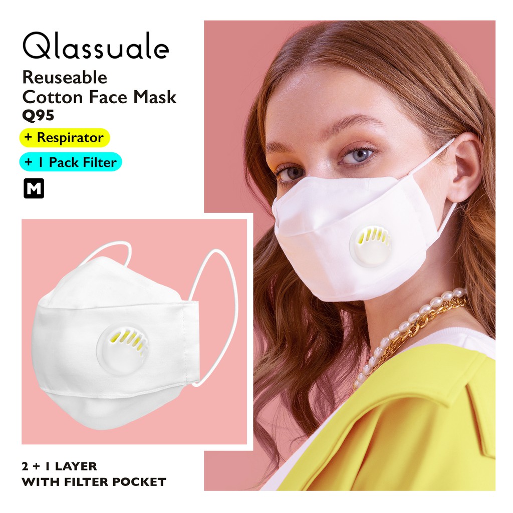 Qlassuale Q95 With Filter + Breathing Valve - White (3D Cloth Mask ...