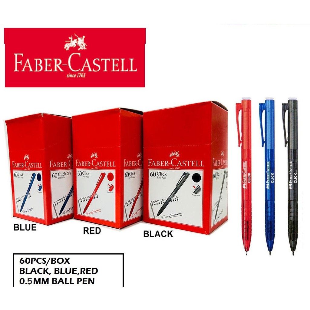 Faber-Castell Click Ball Pen X5 (0.5mm) Blue / Black / Red | Shopee Singapore