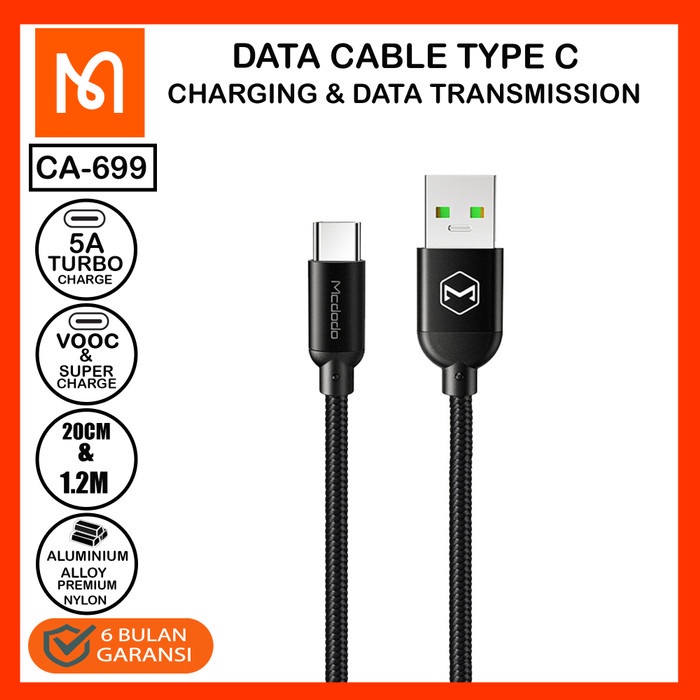 Mcdodo CA-699 USB Cable TYPE C 5A VOOC,TURBO CHARGE,SUPER FAST CHARGE | Shopee Singapore