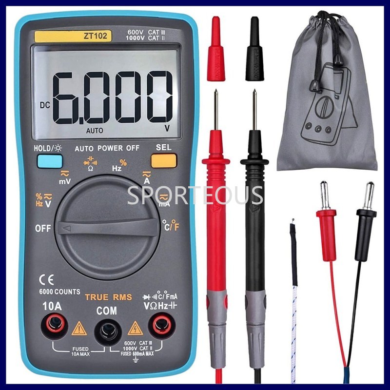 ZT102 Digital Multimeter Measure AC/DC Voltage Current Meter Reading ...