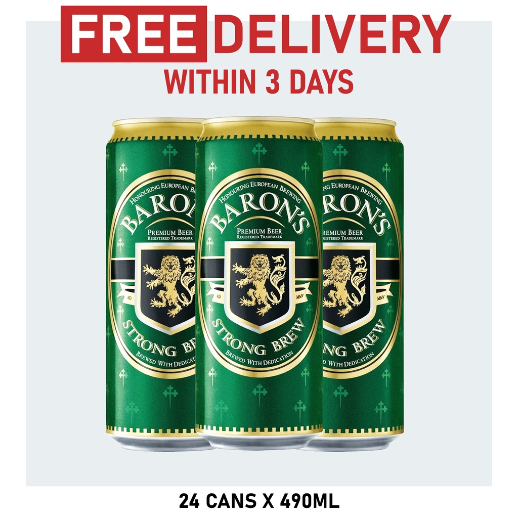 Baron's Strong Brew Beer Can (24 x 490ml) *FREE DELIVERY* | Shopee ...