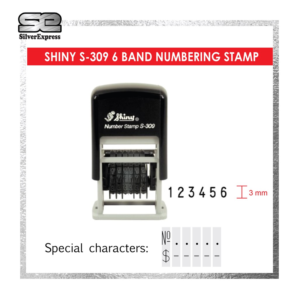 SHINY S-309 6 BAND / NUMBERING STAMP / SHINY / RUBBER STAMP / S-309 / 6 ...