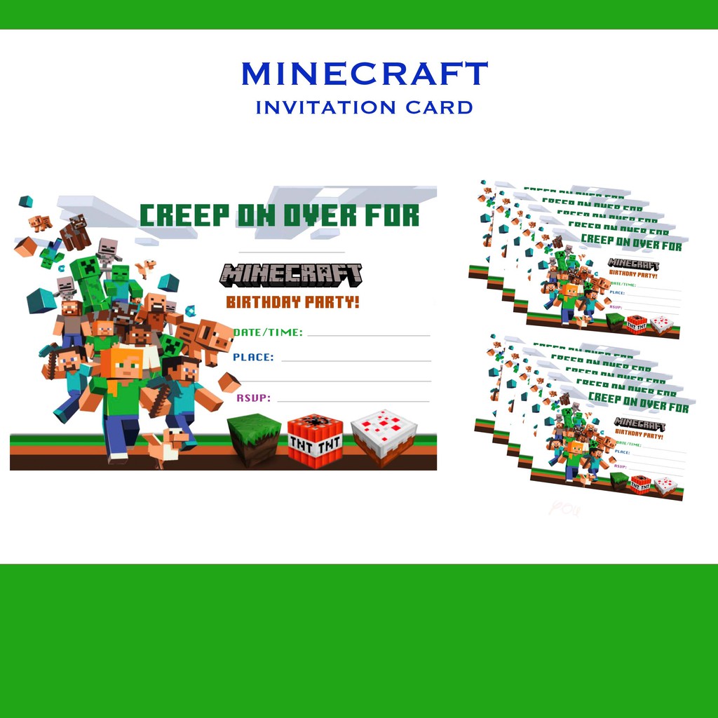 MINECRAFT INVITATION CARD | Shopee Singapore