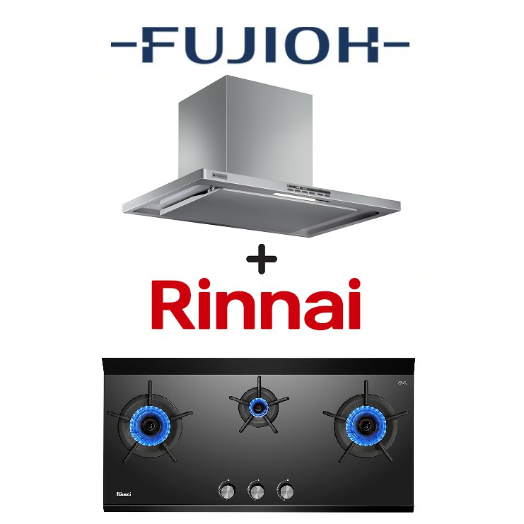 FUJIOH FR-CL1890 OIL SMASHER TECHNOLOGY CHIMNEY HOOD + RINNAI RB-3CGN 3 BURNER INNER FLAME GLASS ...