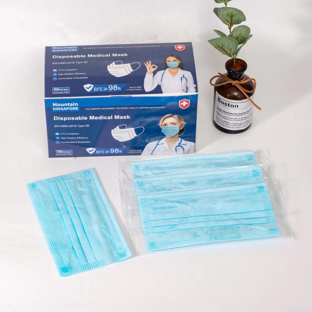 [SG BRAND] MOUNTAIN BLUE Adult 3ply Medical Disposable Face Mask 50pcs ...