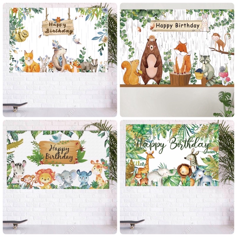 [SG Seller] 150x100cm Animal Jungle Birthday Backdrop Safari Party ...