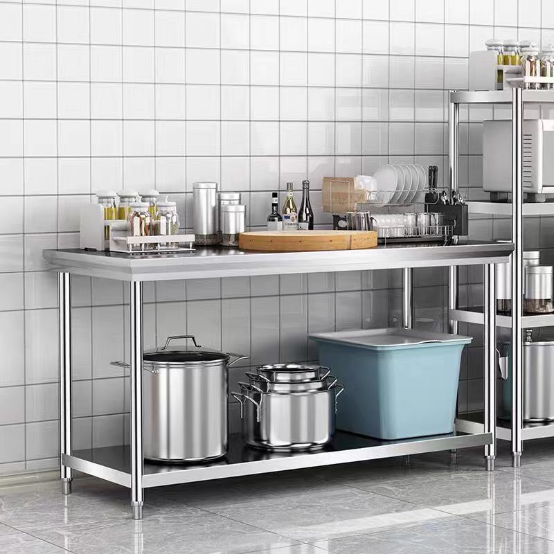 Stainless steel worktable, multi-functional kitchen table, assembled ...