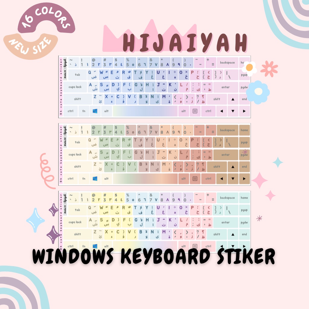 Arabic Hijaiyah Keyboard Sticker for Windows Aesthetic Color Vinyl ...
