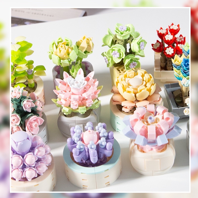 [SG] Flower Pot Nano Building Blocks DIY Home Deco Succulent Mini Brick ...