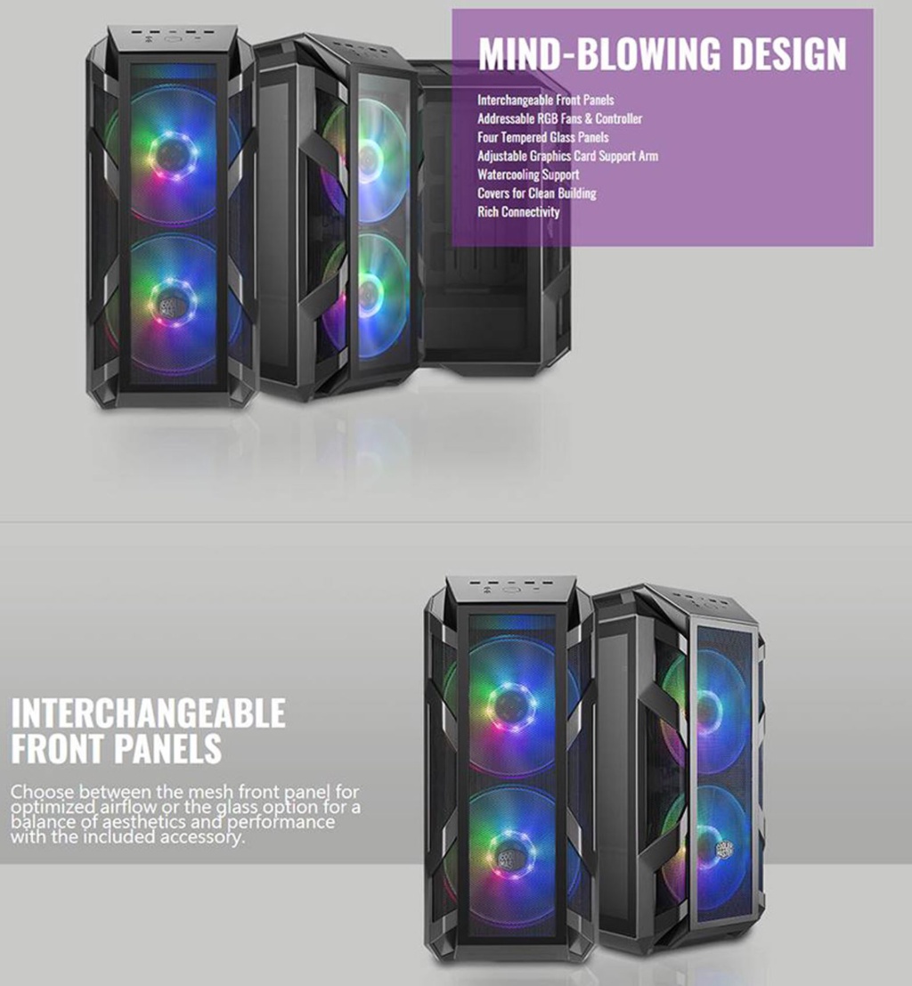 Cooler Master MasterCase H500M E-ATX ARGB Gaming Case with Four ...