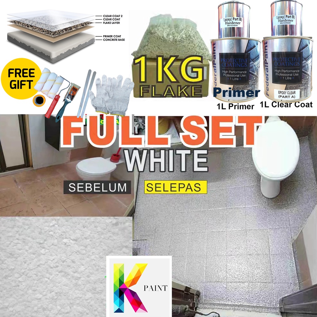 FULL SET Epoxy Colour Flake Coating 2K SERIES Floor Tile Leaking ...