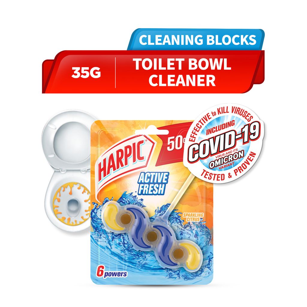 Harpic Fresh Power 6 In Toilet Block Cleaner Sparkling Citrus (35g ...