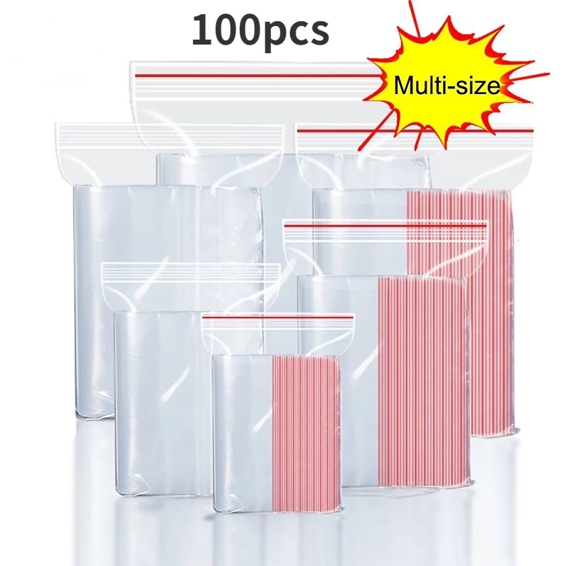 100PCS PE Transparent Plastic Self Seal Bag Convenient Resealable ...