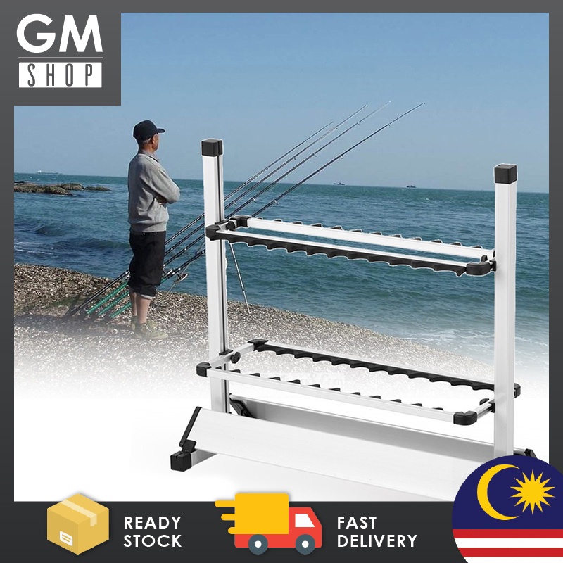 GMSHOP 24 Hole Aluminum Alloy Fishing Gear Lure Rod Display Rack ...