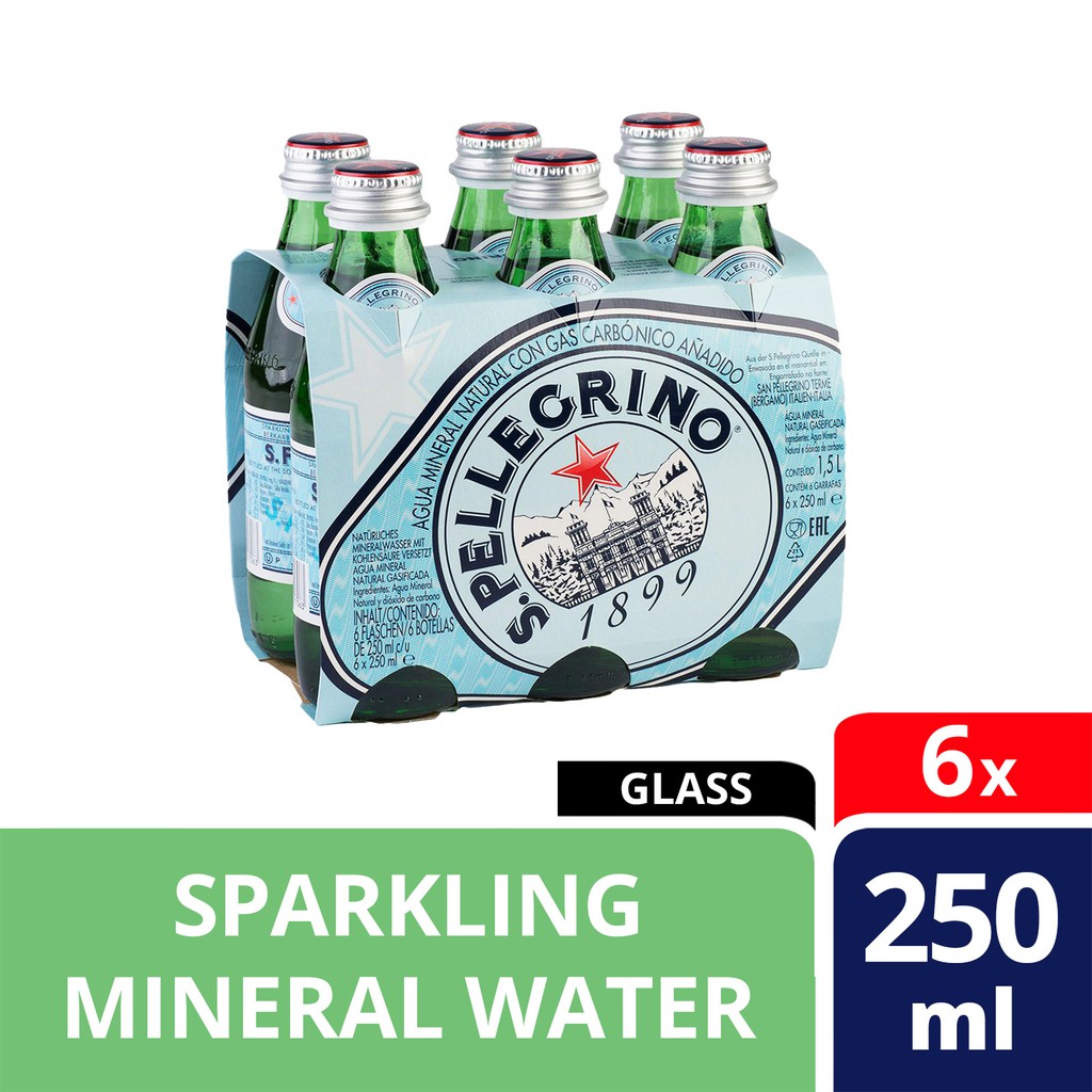 San Pellegrino Sparkling Natural Mineral Water Glass (6x250ml) | Shopee Singapore