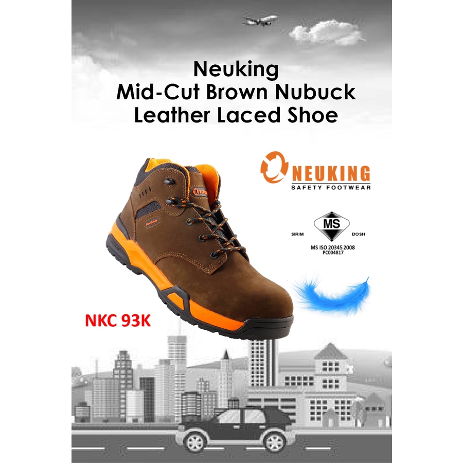 NKC 93K Half Cut Brown Nubuck Leather Laced Up Shoe ( Composite Toe Cap ...