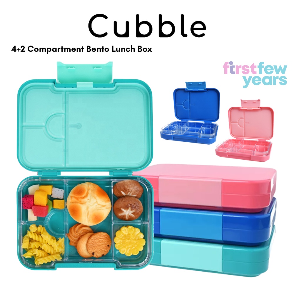 Cubble 4+2 Compartment Bento Lunch Box (3 Colours) Leakproof lunchbox ...