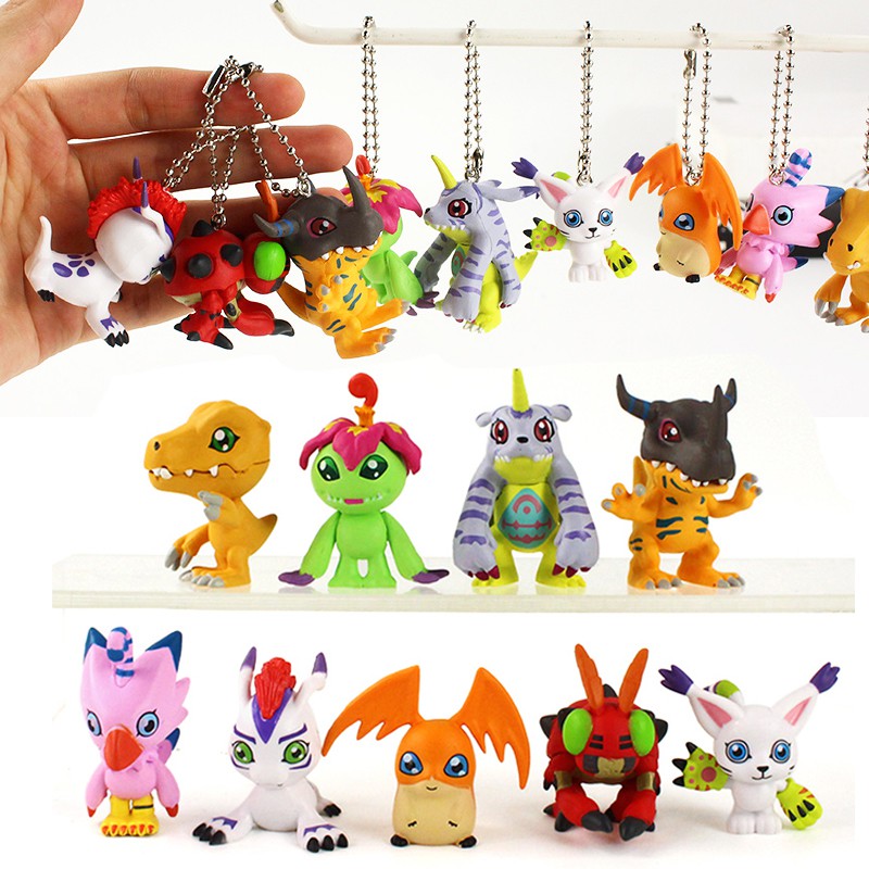 9Pcs/Set 3-5cm Anime Digimon Adventure Key Chain Pendant Tailmon Agumon ...