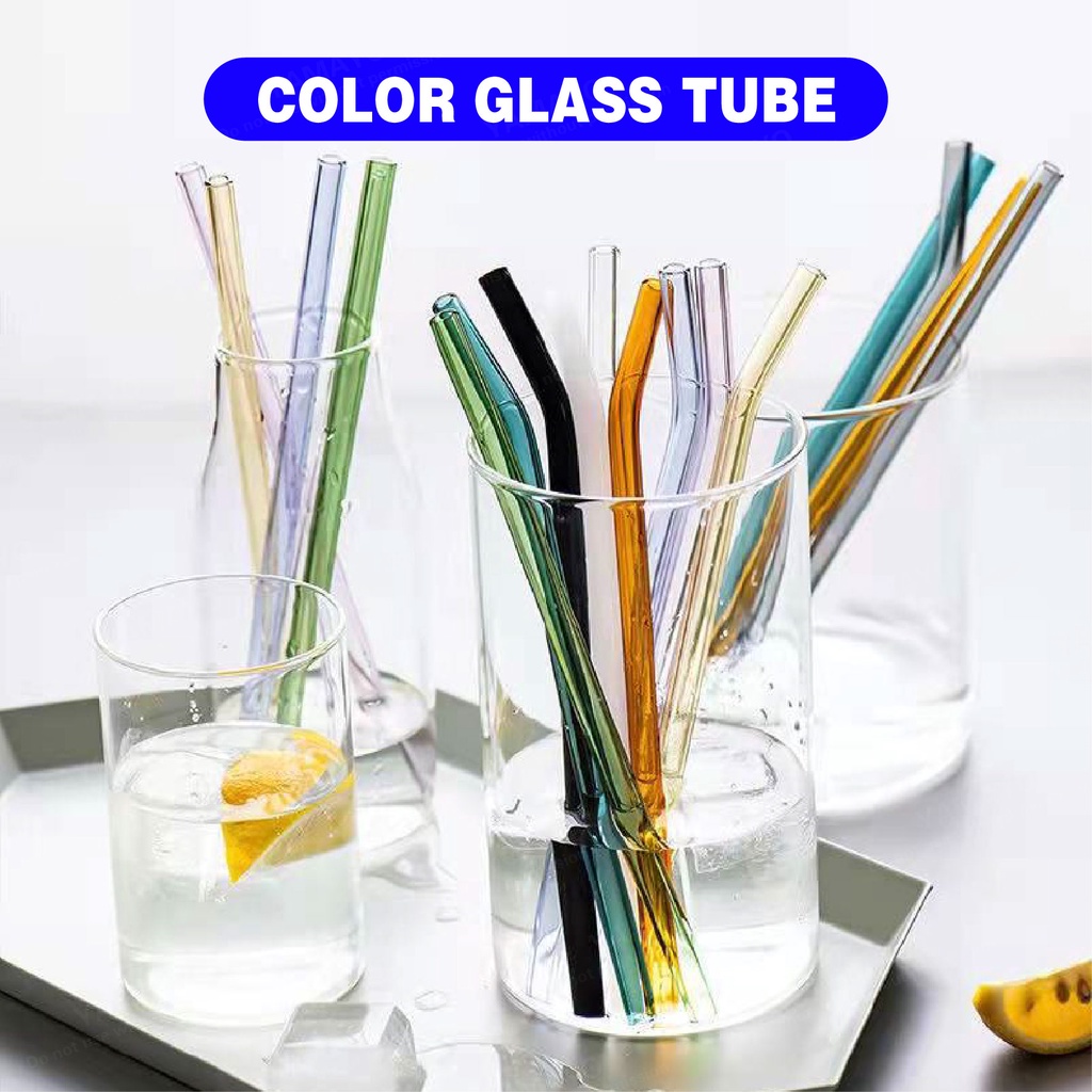 Local Seller Reusable Colorful Glass Drinking Straw || Curve Straight ...