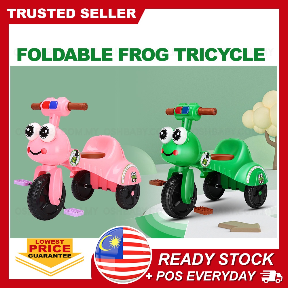kids 3 wheel FOLDABLE FROG TRICYCLE For Kids Basikal Budak Basikal Tiga ...