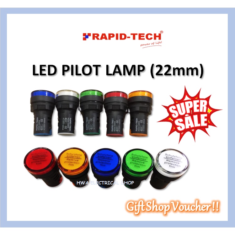 Super !! 22mm Ac 240v LED Pilot Panel Indicator Light / LED Pilot Lamp ...