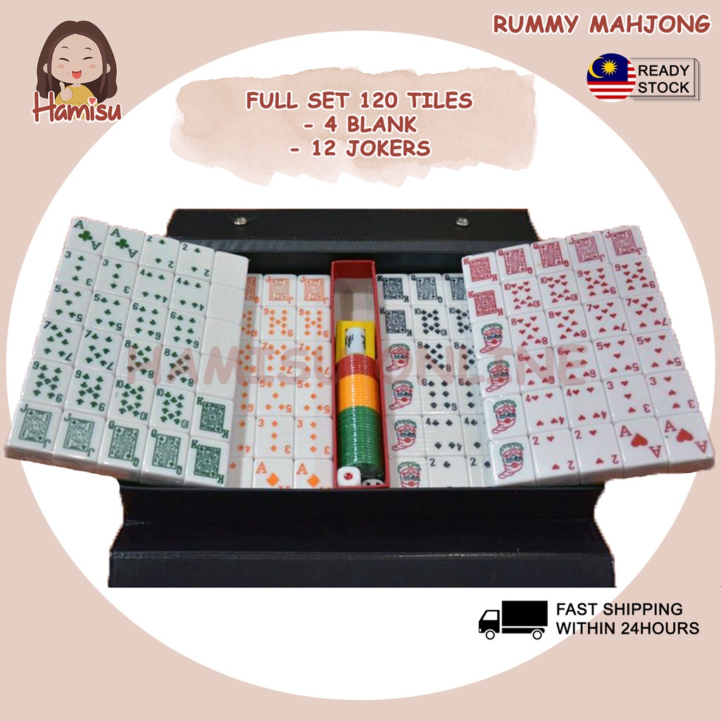 RUMMY MAHJONG SET LAMI MAHJONG 120 TILES 4PLAYER Rami Mahjong 4 People ...